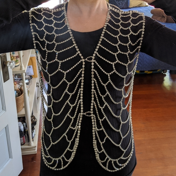 Tops | Rare Vintage Rhinestone Vest C197s | Poshmark